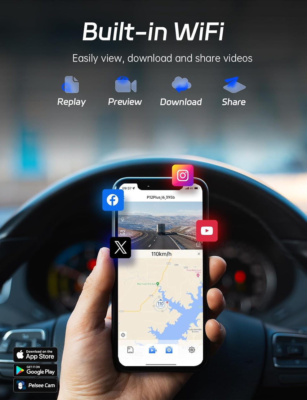 OffroadUp 12-inch 4K Smart Rearview Mirror Dash Camera System – Offroad ...